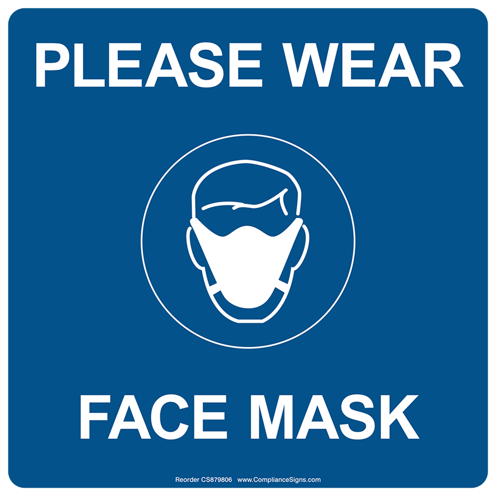 Blue Please Wear Face Mask Carpet Label CS879806