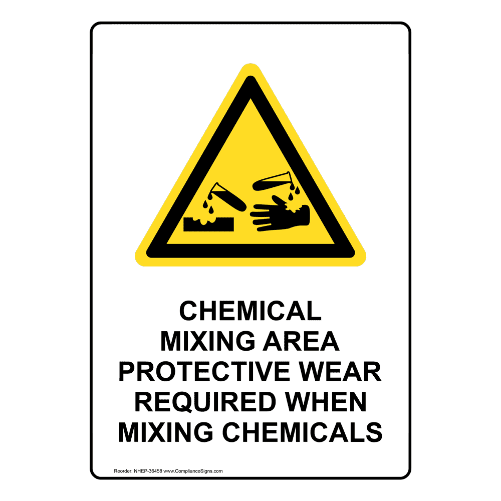 Chemical Mixing Area Protective Wear Sign With Symbol NHE-36458