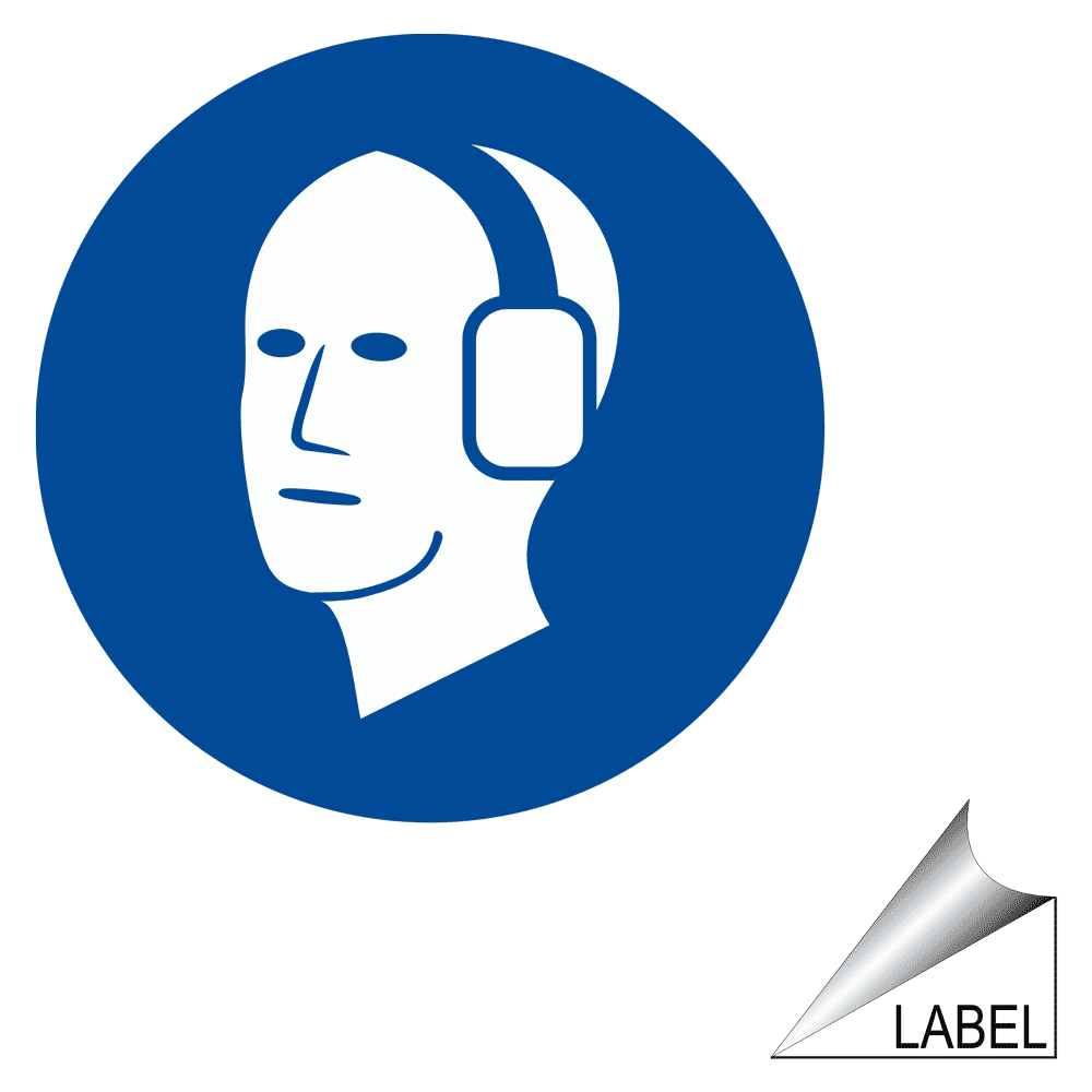 Hearing Protection Symbol Label LABEL-CIRCLE-28-R PPE - Hearing