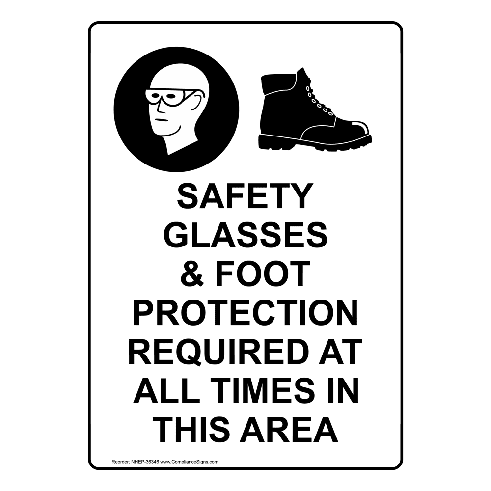 Portrait Safety Glasses & Foot Protection Sign With Symbol NHEP-36346