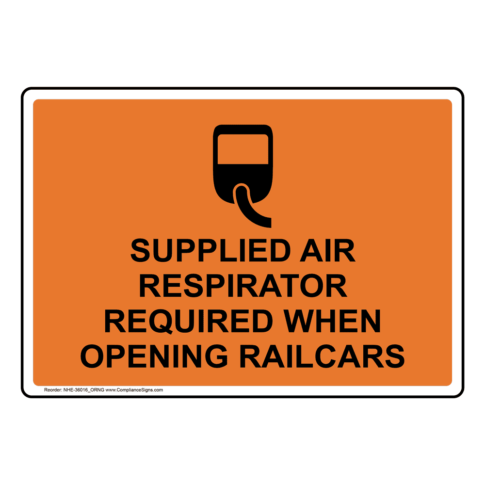 Supplied Air Respirator Required Sign With Symbol NHE-36016_ORNG