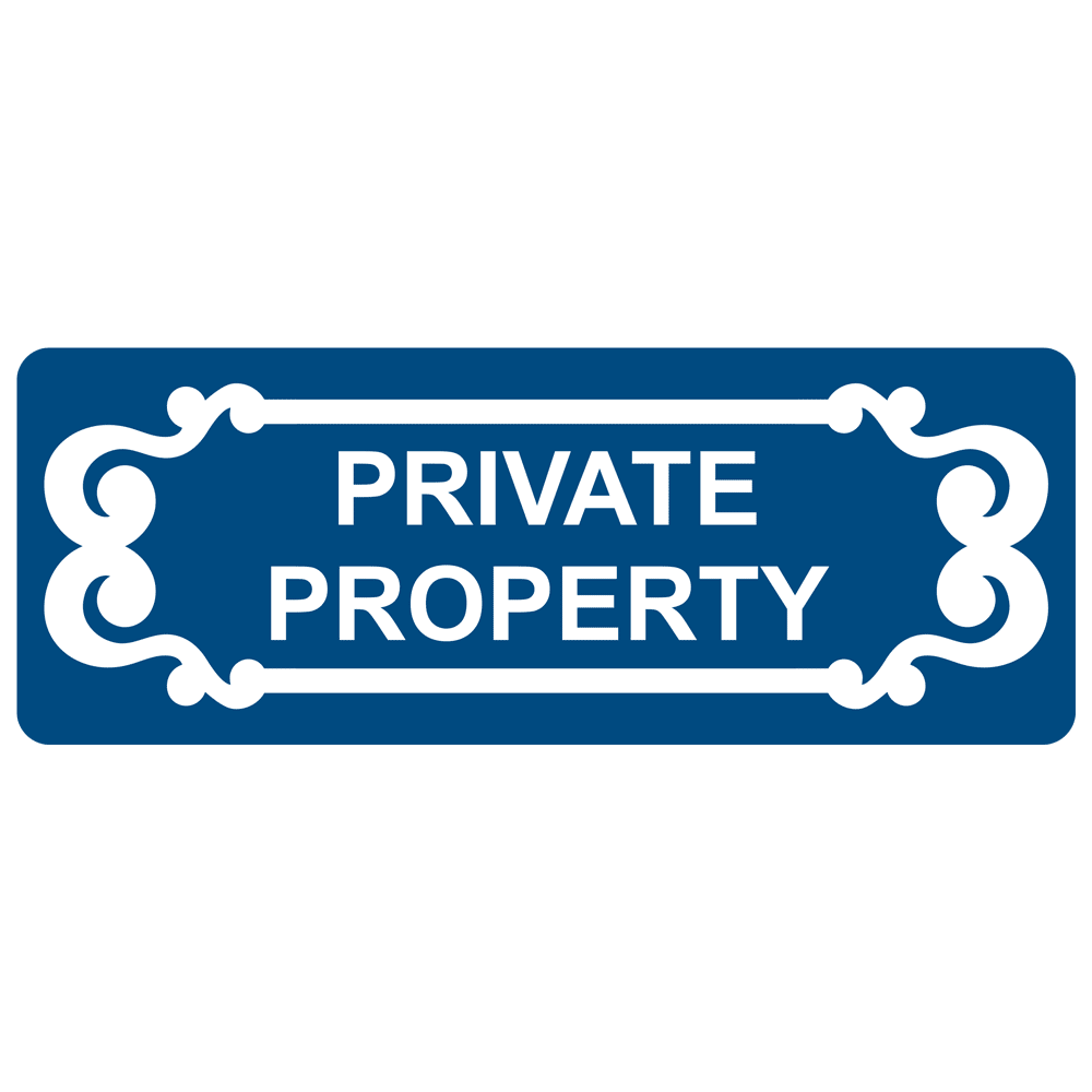 Private Property Engraved Sign EGRE-13367-WHTonBLU Private Property
