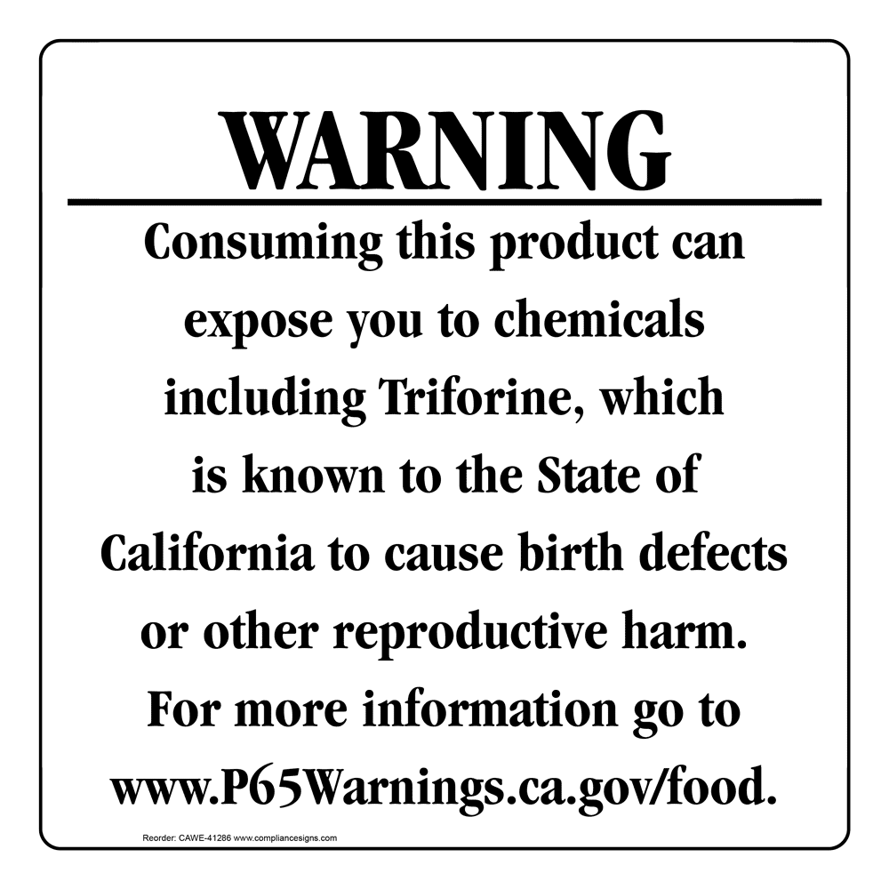 California Prop 65 Food Warning Sign CAWE-41286