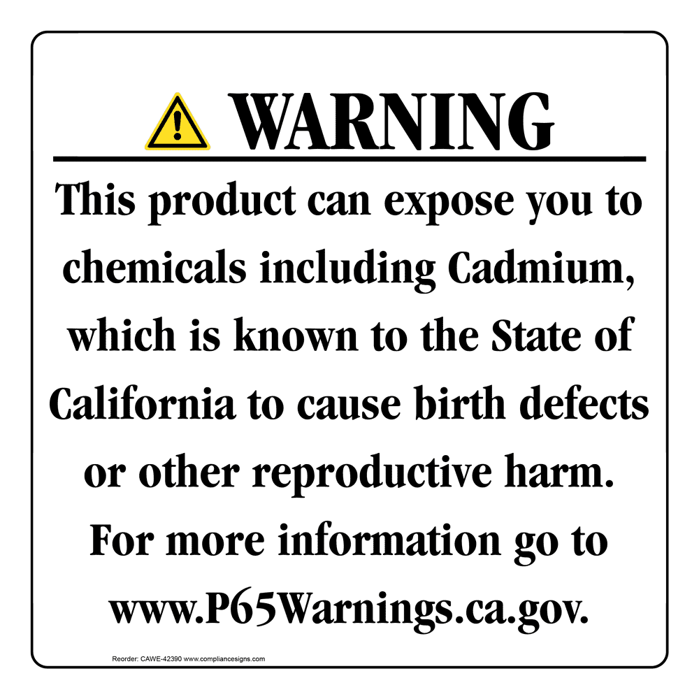 California Prop 65 Consumer Product Warning Sign CAWE-42390