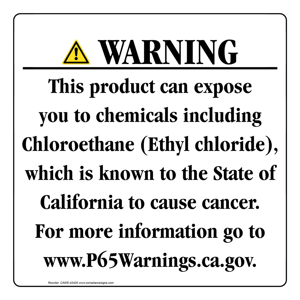 California Prop 65 Consumer Product Warning Sign CAWE-42420