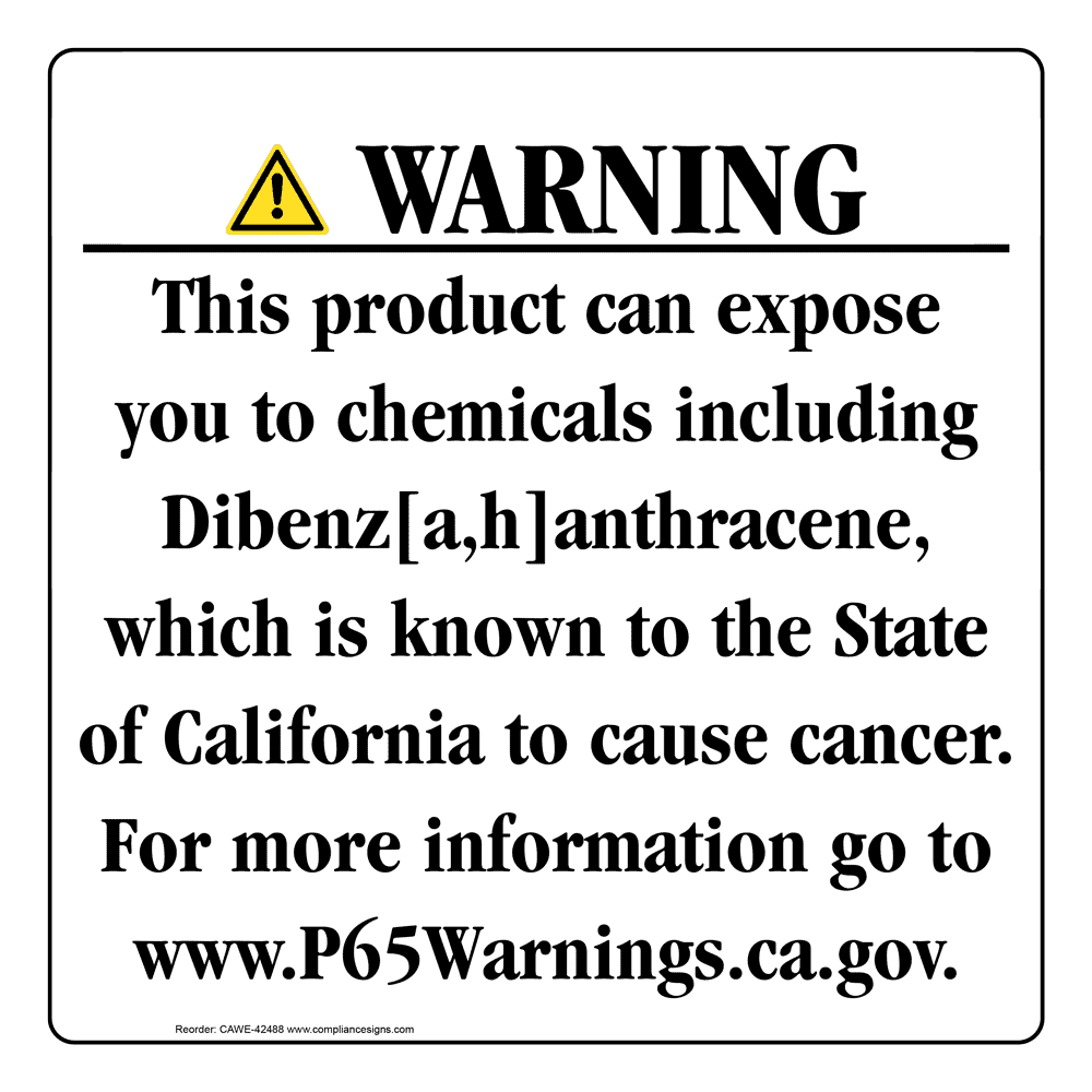 California Prop 65 Consumer Product Warning Sign CAWE 42488