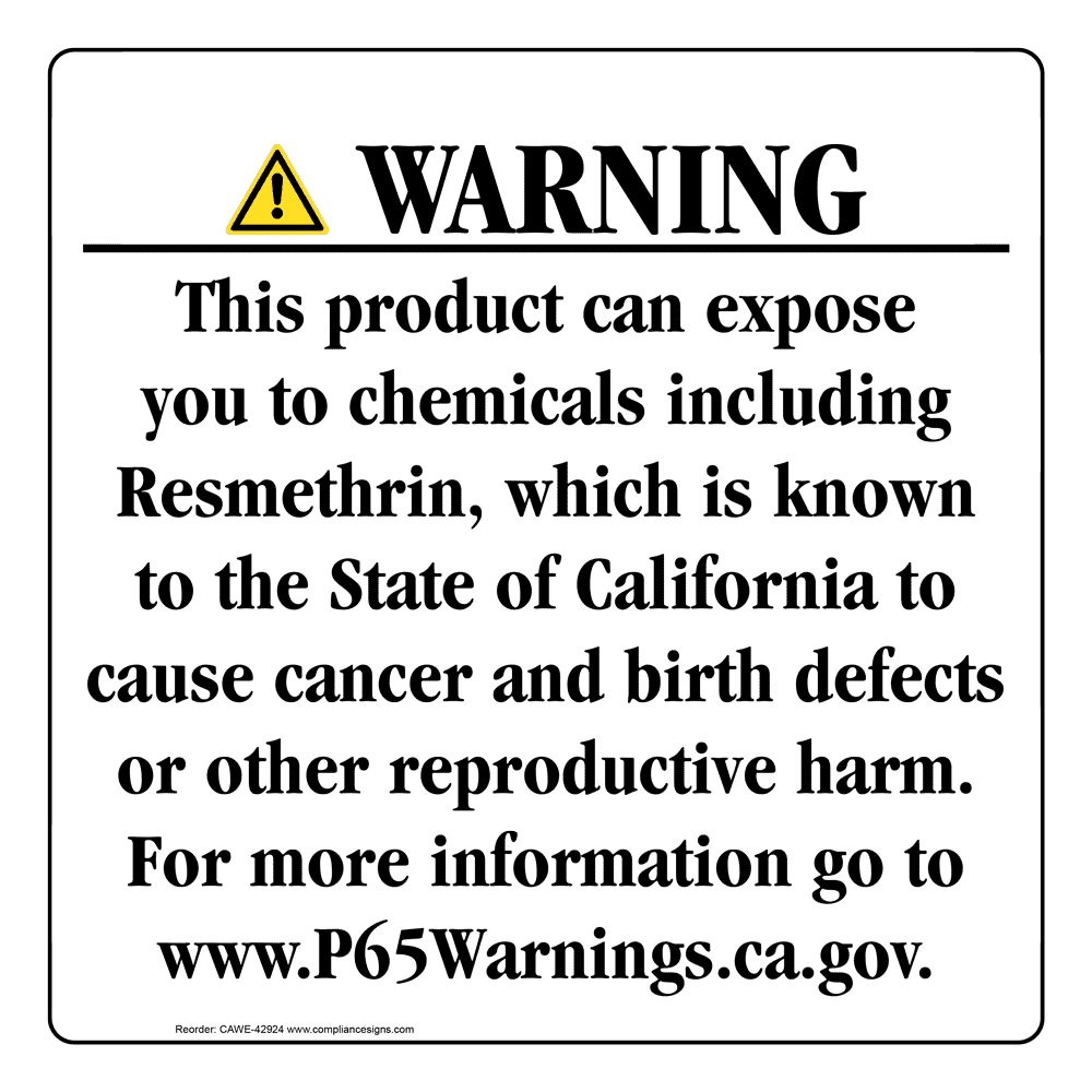 California Prop 65 Consumer Product Warning Sign CAWE-42924