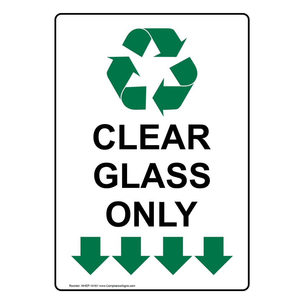 Portrait Clear Glass Only Sign With Symbol NHEP-14161