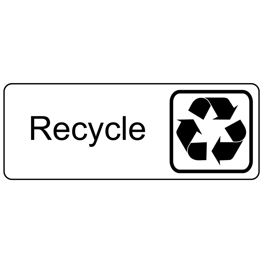 Recycle Black on White Engraved Sign EGRE-538-SYM-BLKonWHT Recycle
