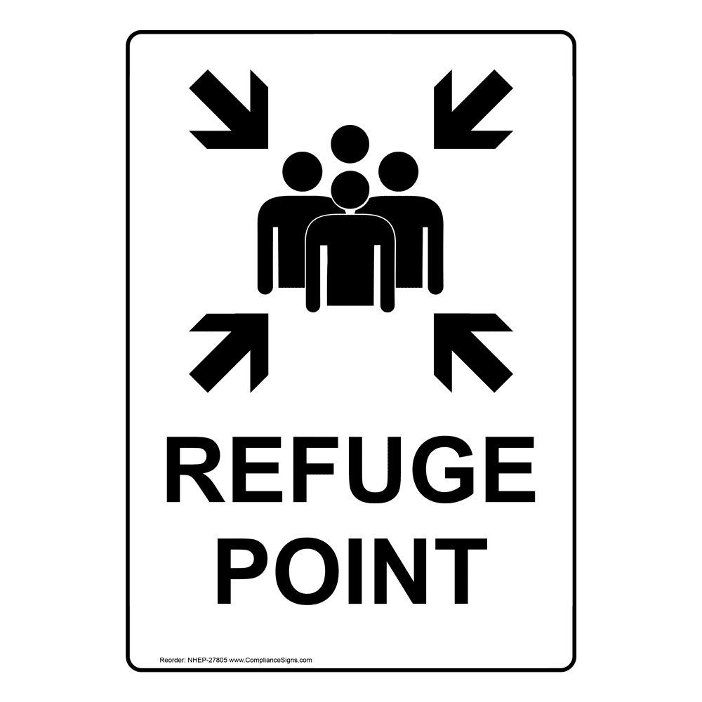 Refuge Point Sign NHE-27805Ceiling Emergency Response Rescue / Refuge