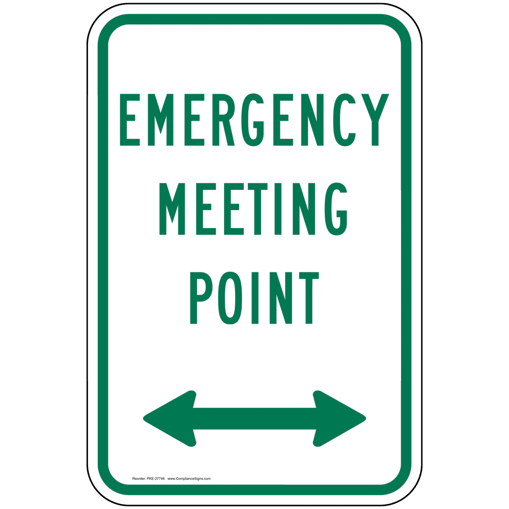 Emergency Meeting Point [ Arrow Both ] Sign PKE-27746 Emergency