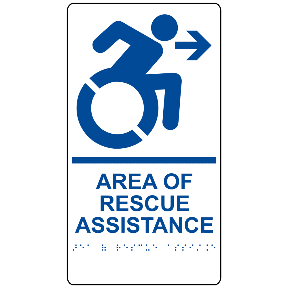 Portrait Area Of Rescue Assistance Sign RRE-14764R_BLUonWHT