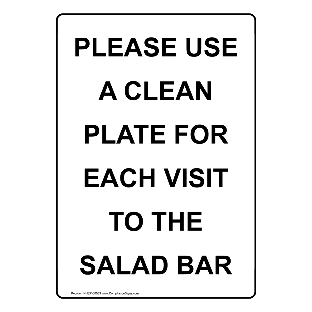Portrait Please Use A Clean Plate For Each Visit Sign NHEP-50089