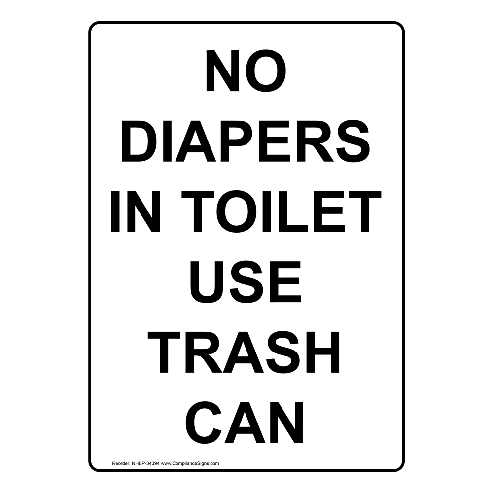 Portrait No Diapers Or Tampons In Toilet Sign NHEP-34396_BRN
