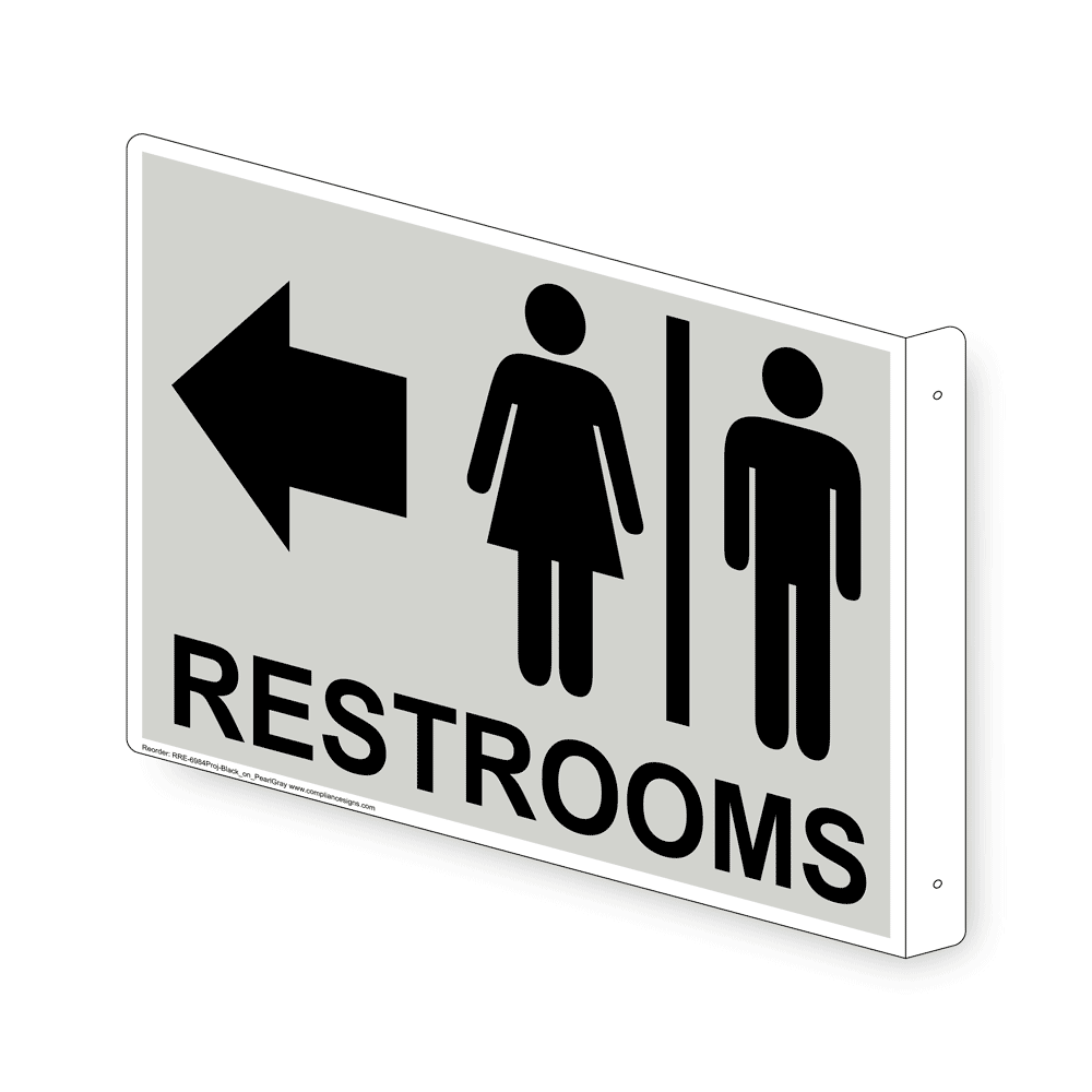 Restrooms With Symbol Left Sign RRE 6984Proj BLKonPRLGY Restrooms restrooms-with-symbol-left-sign-rre-6984proj-blkonprlgy-restrooms