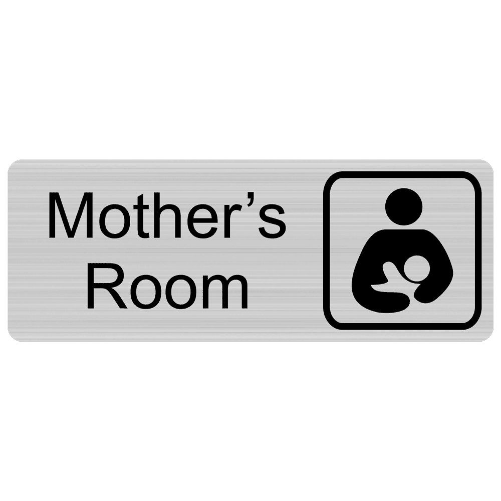 Mother's Room With Symbol Engraved Sign EGRE-15952-SYM-BLKonSLVR