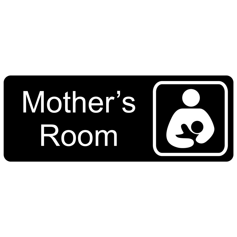 Mother's Room With Symbol Engraved Sign EGRE-15952-SYM-WHTonBLK