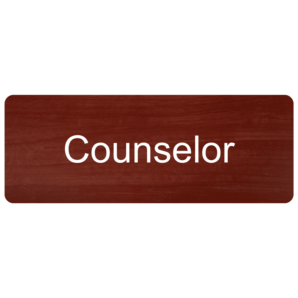 Counselor Engraved Sign EGRE-286-WHTonCNMN Wayfinding Room Name