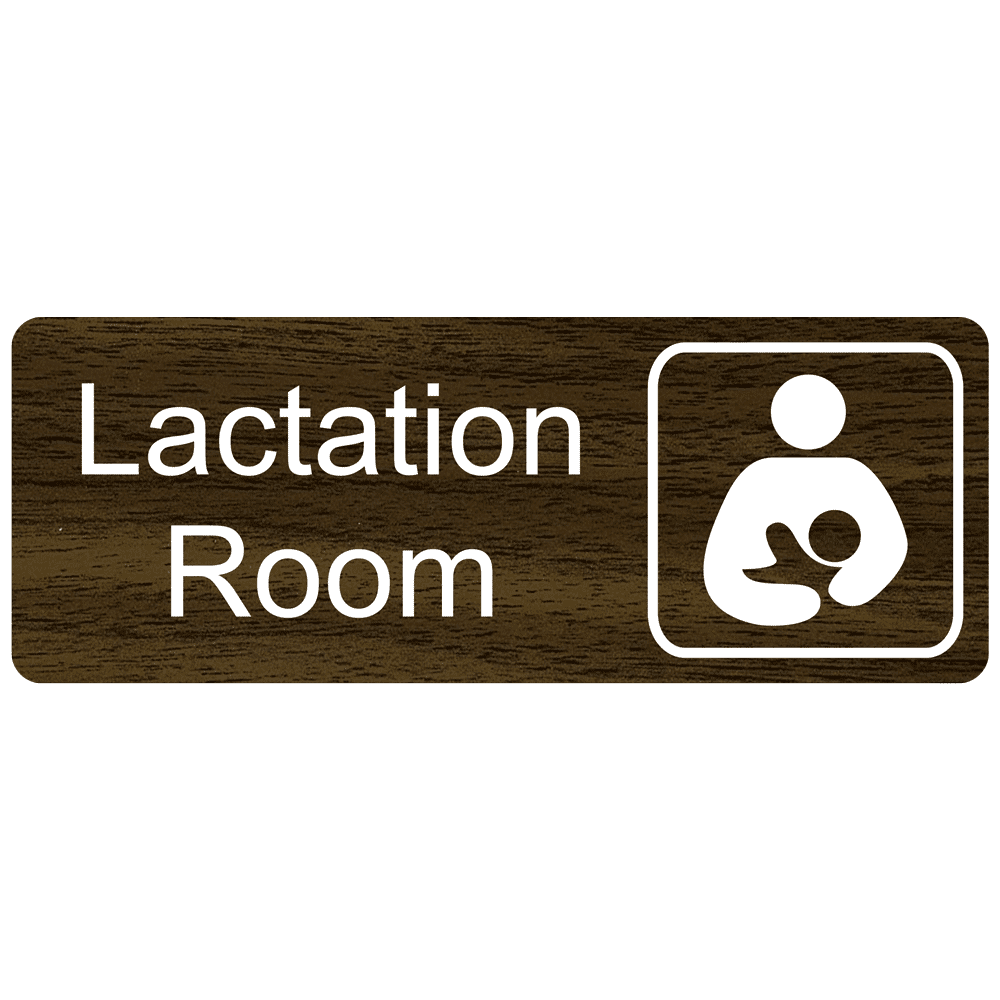 Walnut Lactation Room Engraved Sign With Symbol EGRE-37153-SYM-WHTonWLNT