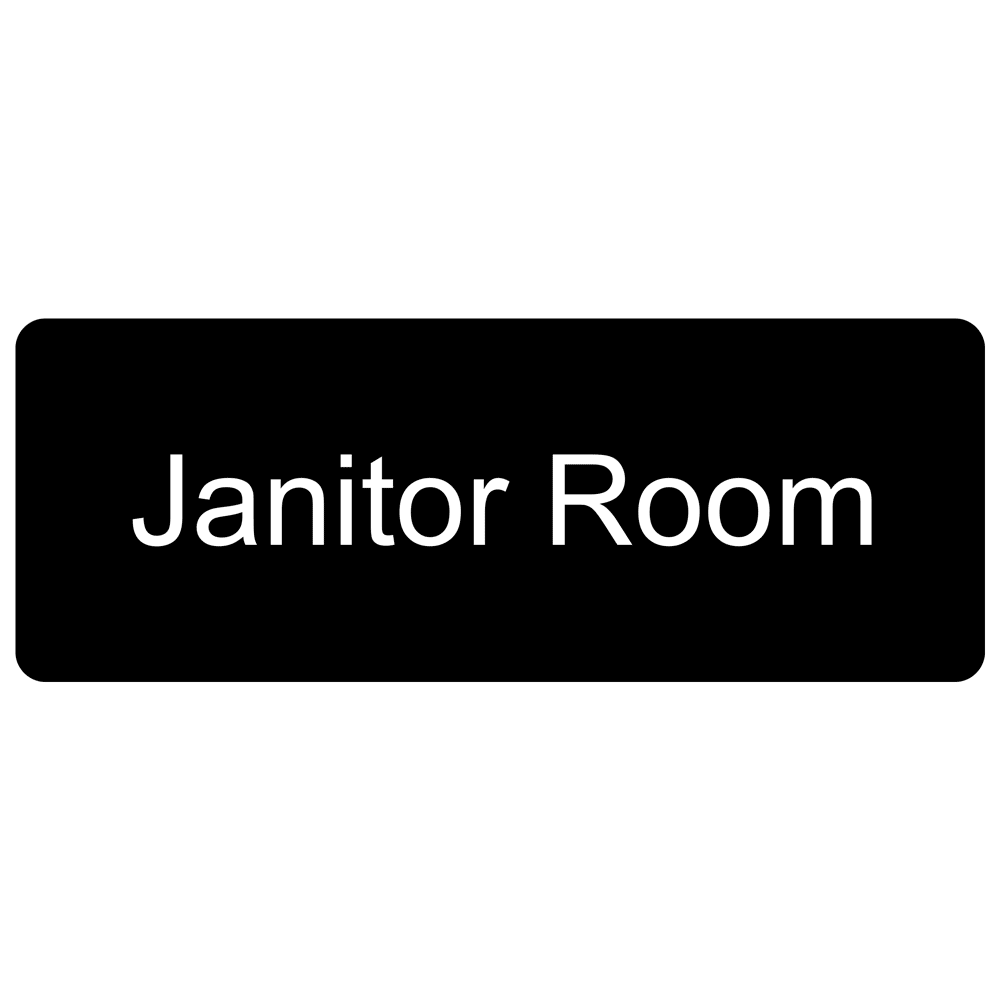 Janitor Room White on Black Engraved Sign EGRE-377-WHTonBLK Wayfinding