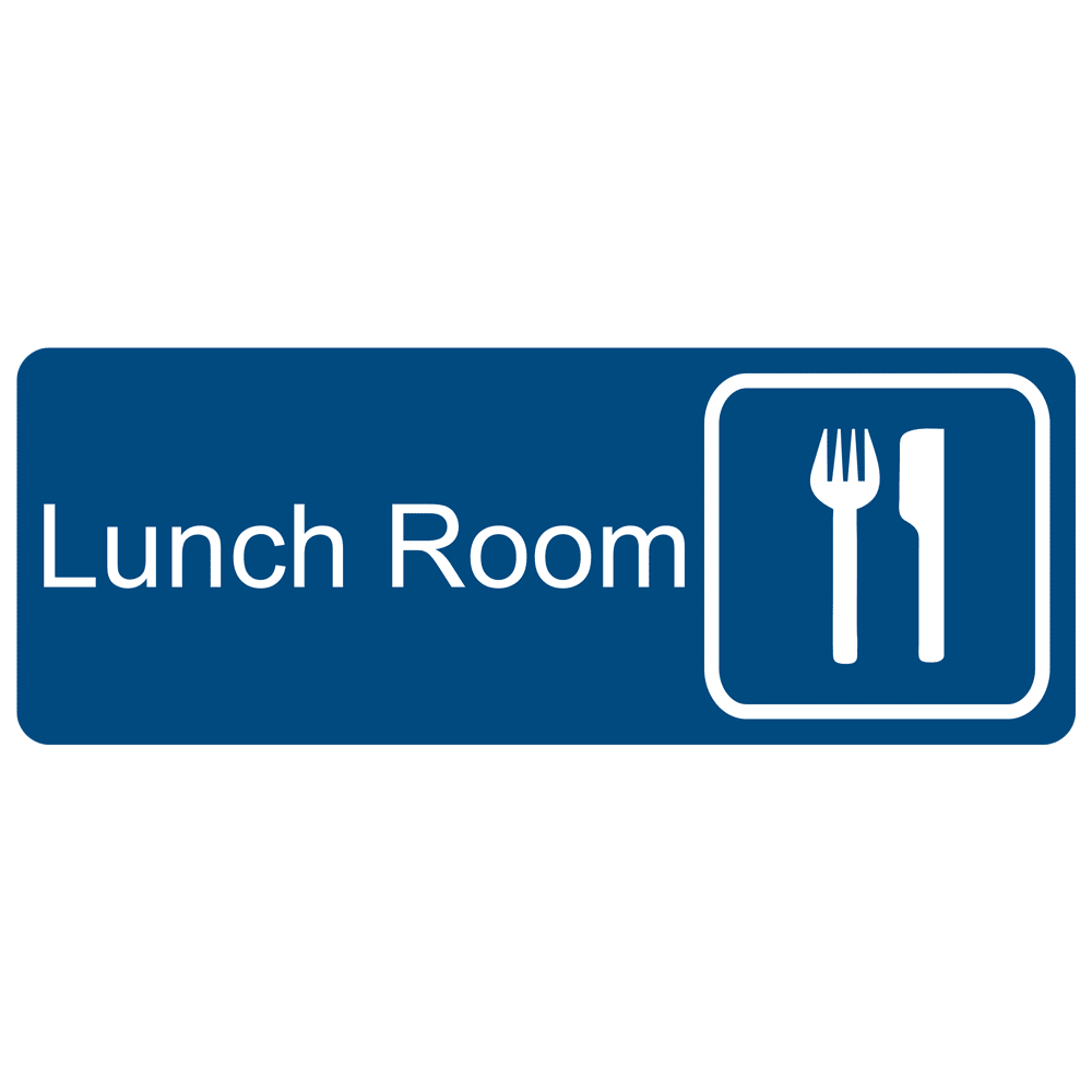 Lunch Room White on Black Engraved Sign EGRE-410-SYM-WHTonBLK