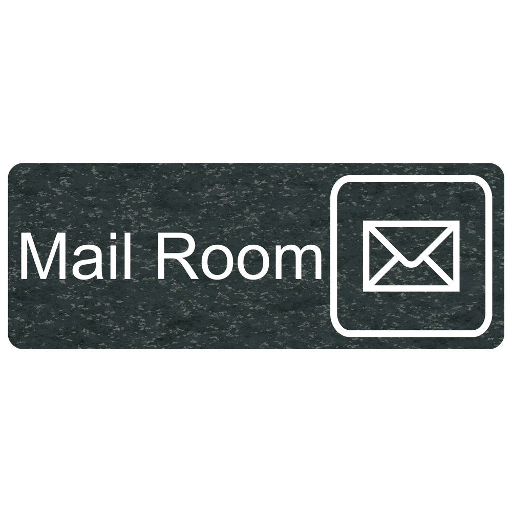 Mail Room Engraved Sign EGRE-415-SYM-WHTonCHMRBL Wayfinding Room Name