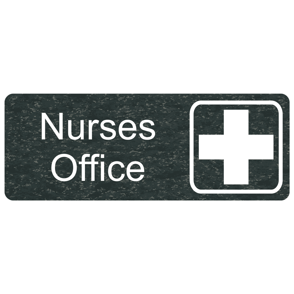 Nurses Office Engraved Sign EGRE-483-SYM-WHTonCHMRBL Wayfinding
