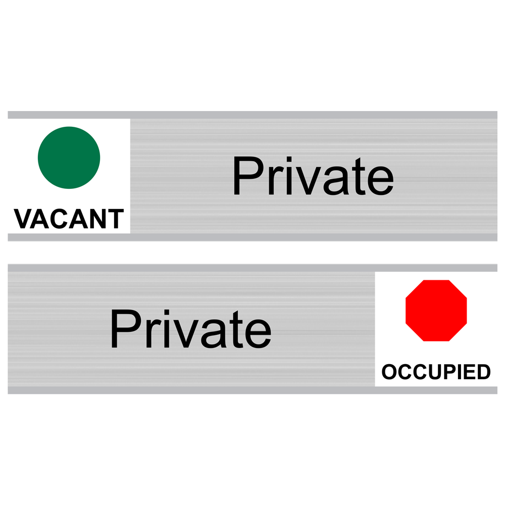 Private (Vacant/Occupied) Sliding Engraved Sign EGRE-515-SLIDE-BLKonSLVR