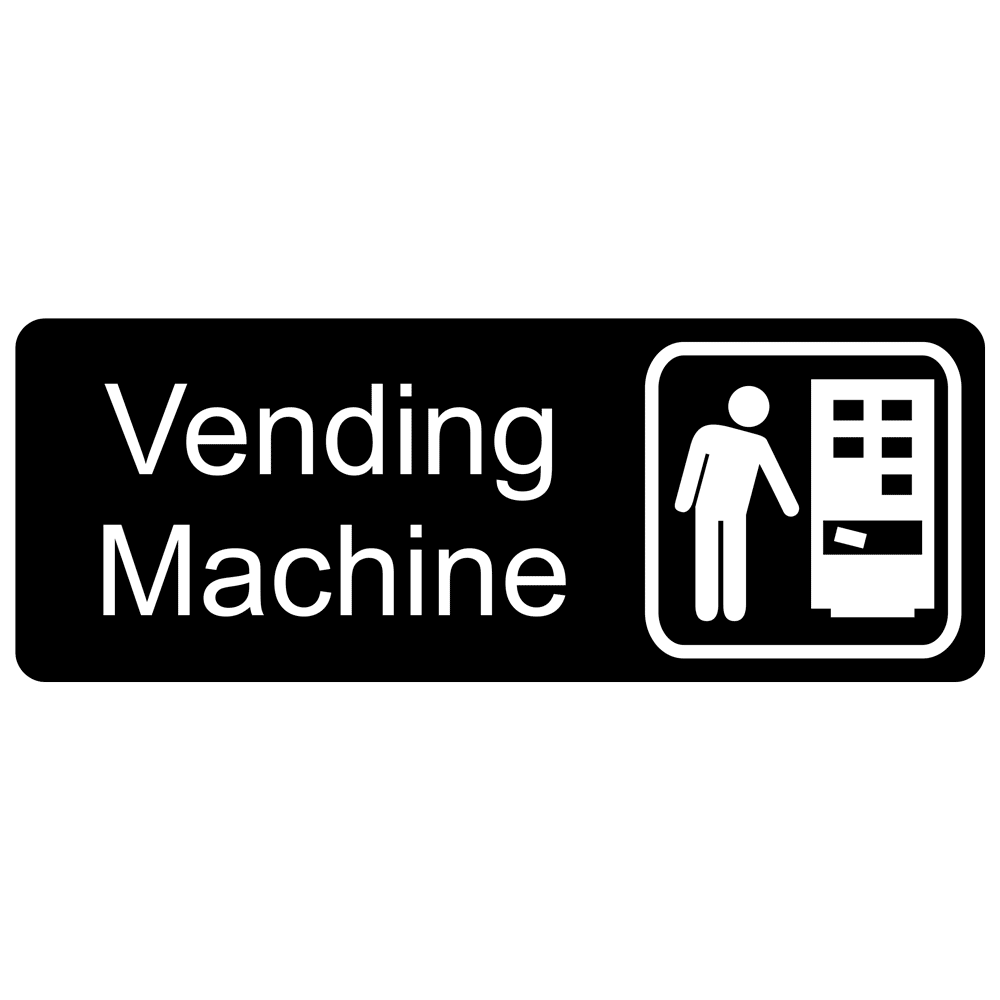 Vending Machine With Symbol Engraved Sign EGRE-630-SYM-WHTonBLK