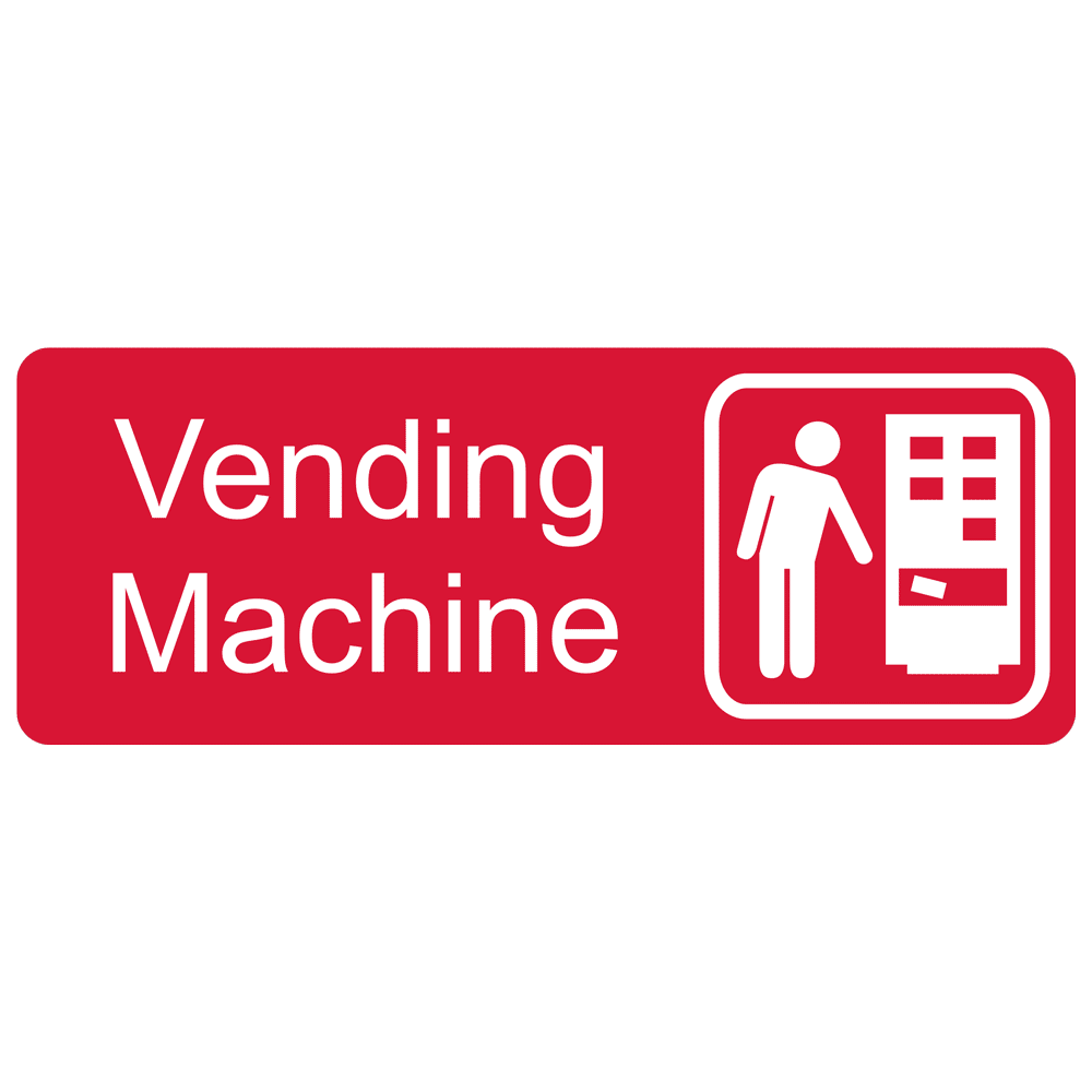 Vending Machine With Symbol Engraved Sign EGRE-630-SYM-WHTonRed