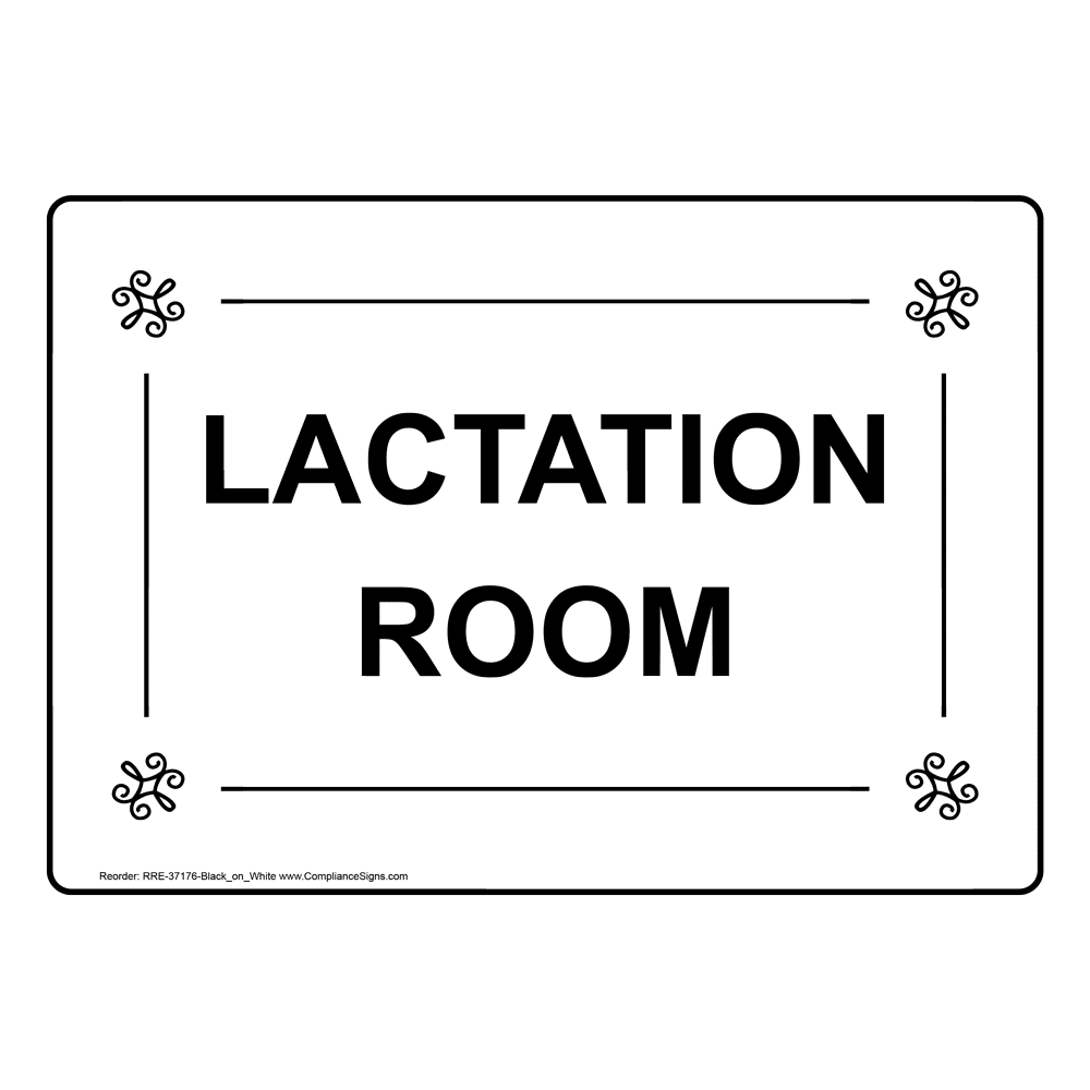 White Lactation Room Sign RRE-37176-BLKonWHT