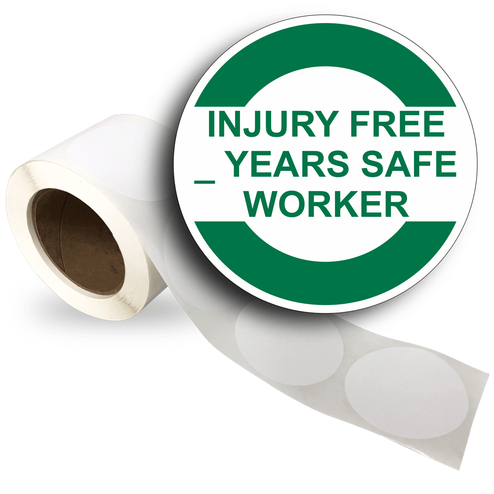 Injury Free Custom Number Years Safe Worker Roll Label LDRE-19128