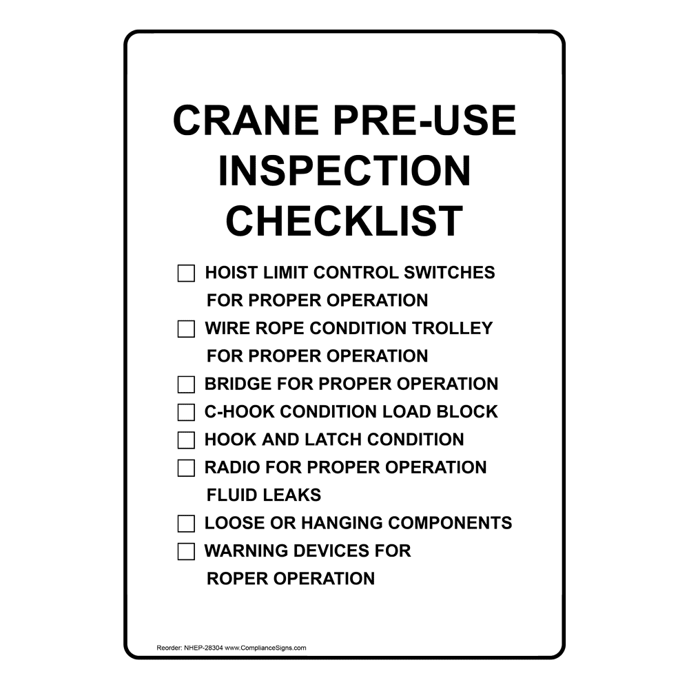 Crane Inspection Checklist Mysafetysign Blog