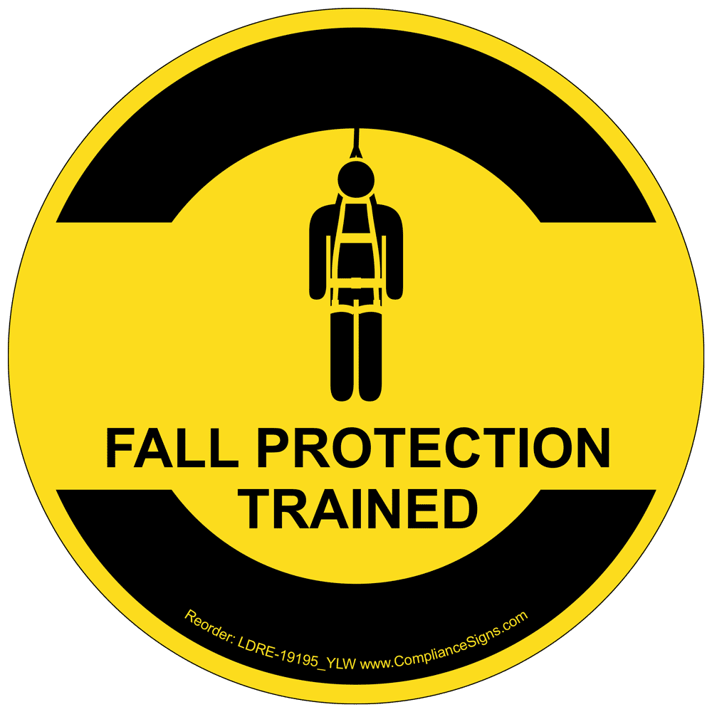 Fall Protection Trained Roll Label With Symbol LDRE-19334_YLW