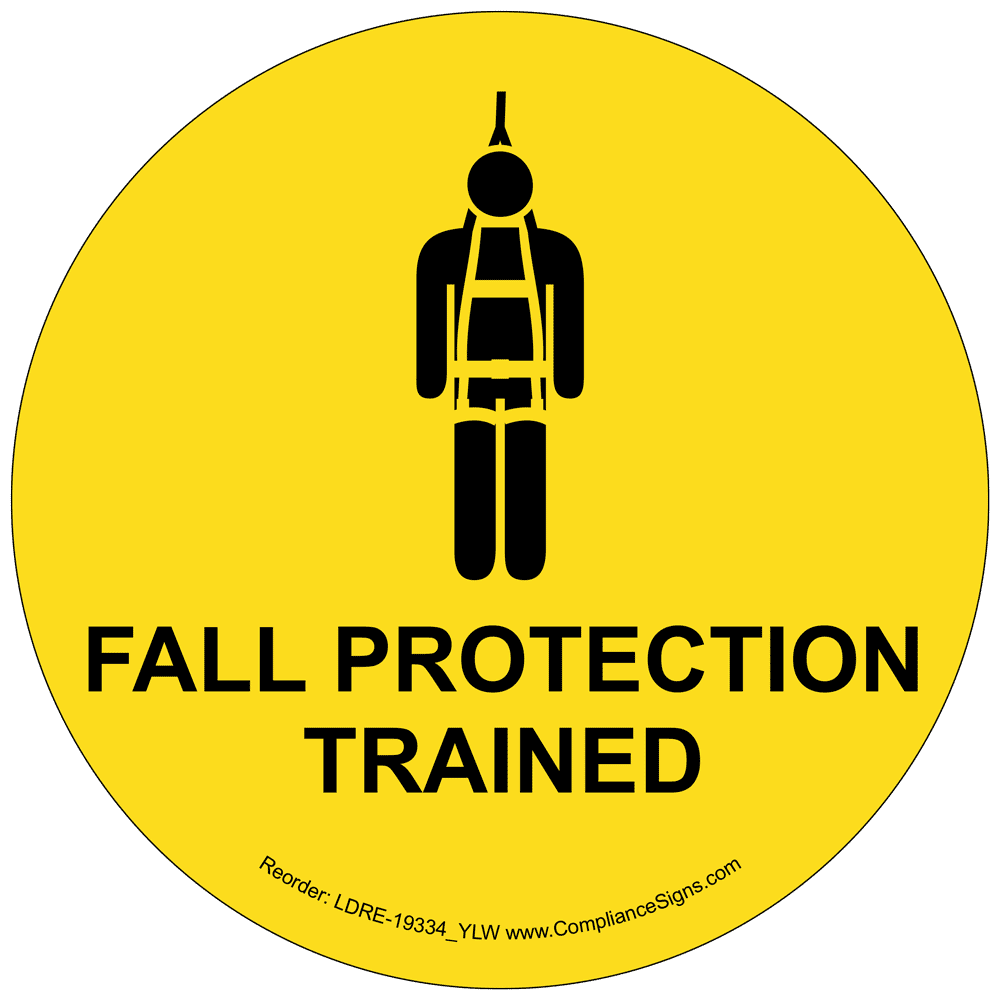 Fall Protection Trained Roll Label With Symbol LDRE-19334_YLW