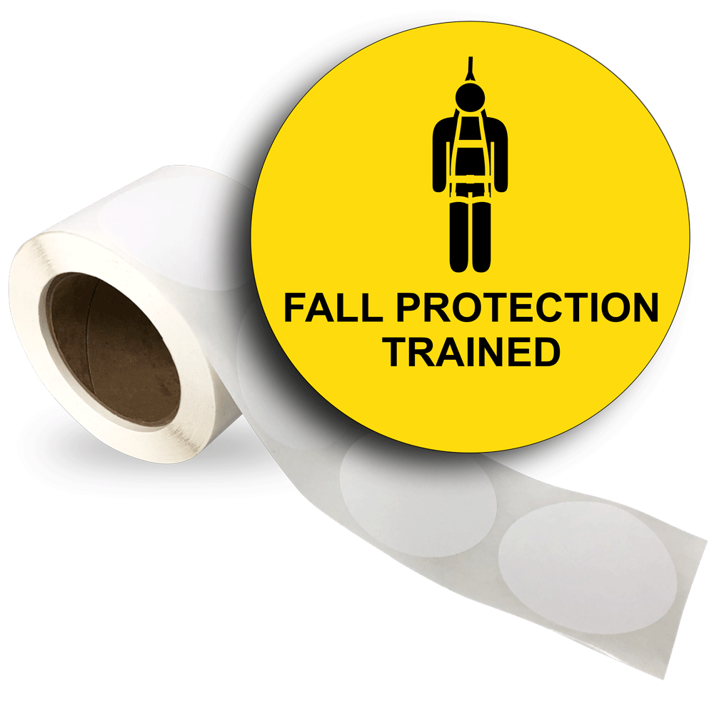 Fall Protection Trained Roll Label With Symbol LDRE-19334_YLW