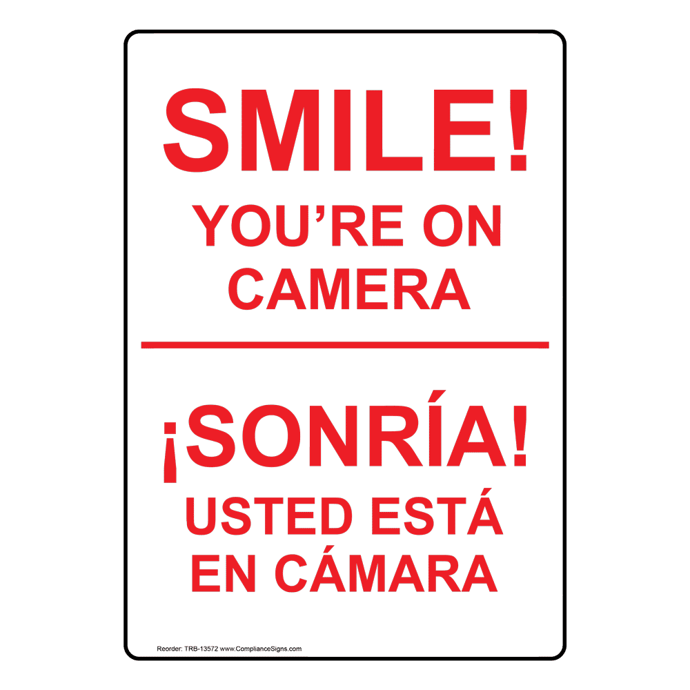 Smile! You're On Camera Bilingual Sign TRB-13572 Security Camera