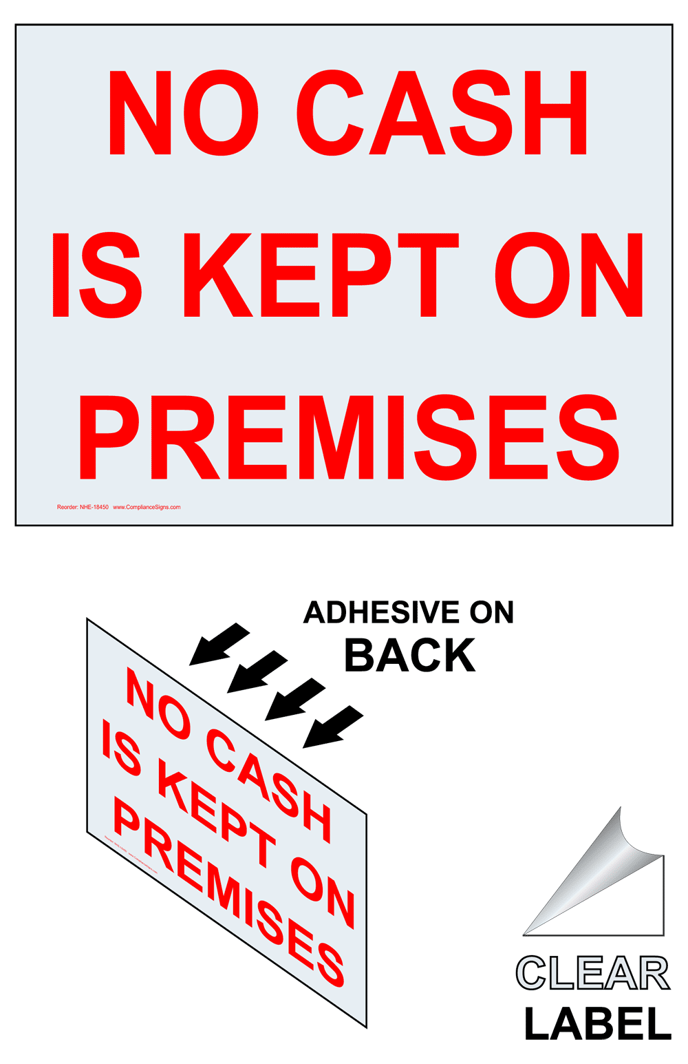 No Cash Left On Premises Overnight Label NHE-18448-Reverse