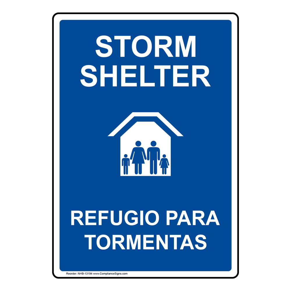 Storm Shelter With Symbol Bilingual Sign NHB-13194 Emergency Response