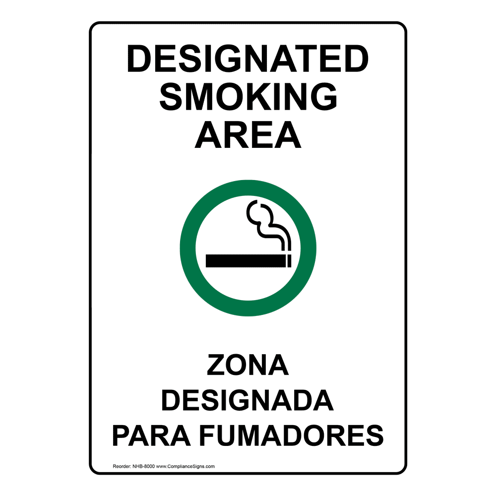 Designated Smoking Area Bilingual Sign NHB-8000 Smoking Area