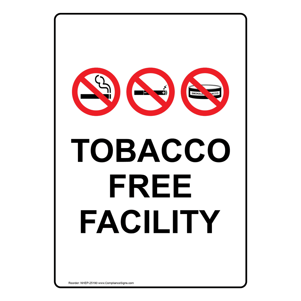 Portrait Tobacco Free Facility Sign With Symbol NHEP-25190