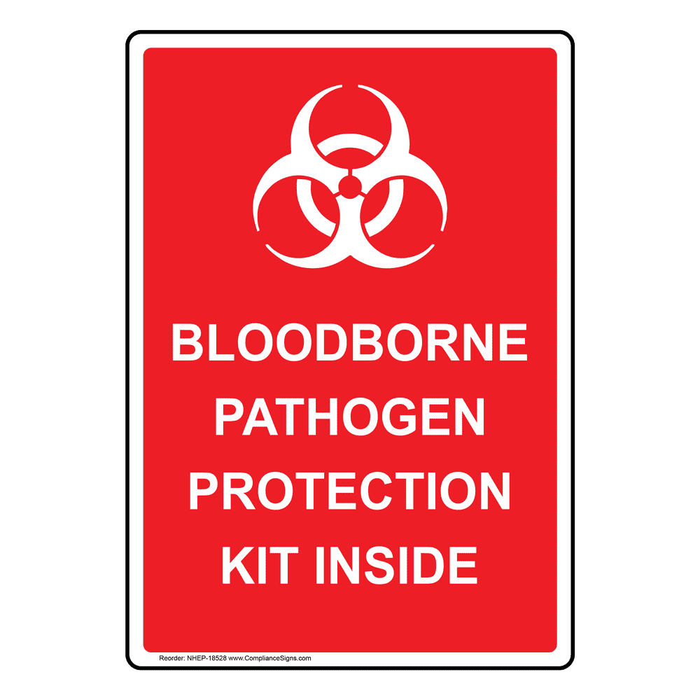 Portrait Bloodborne Pathogen Protection Sign With Symbol NHEP-18528