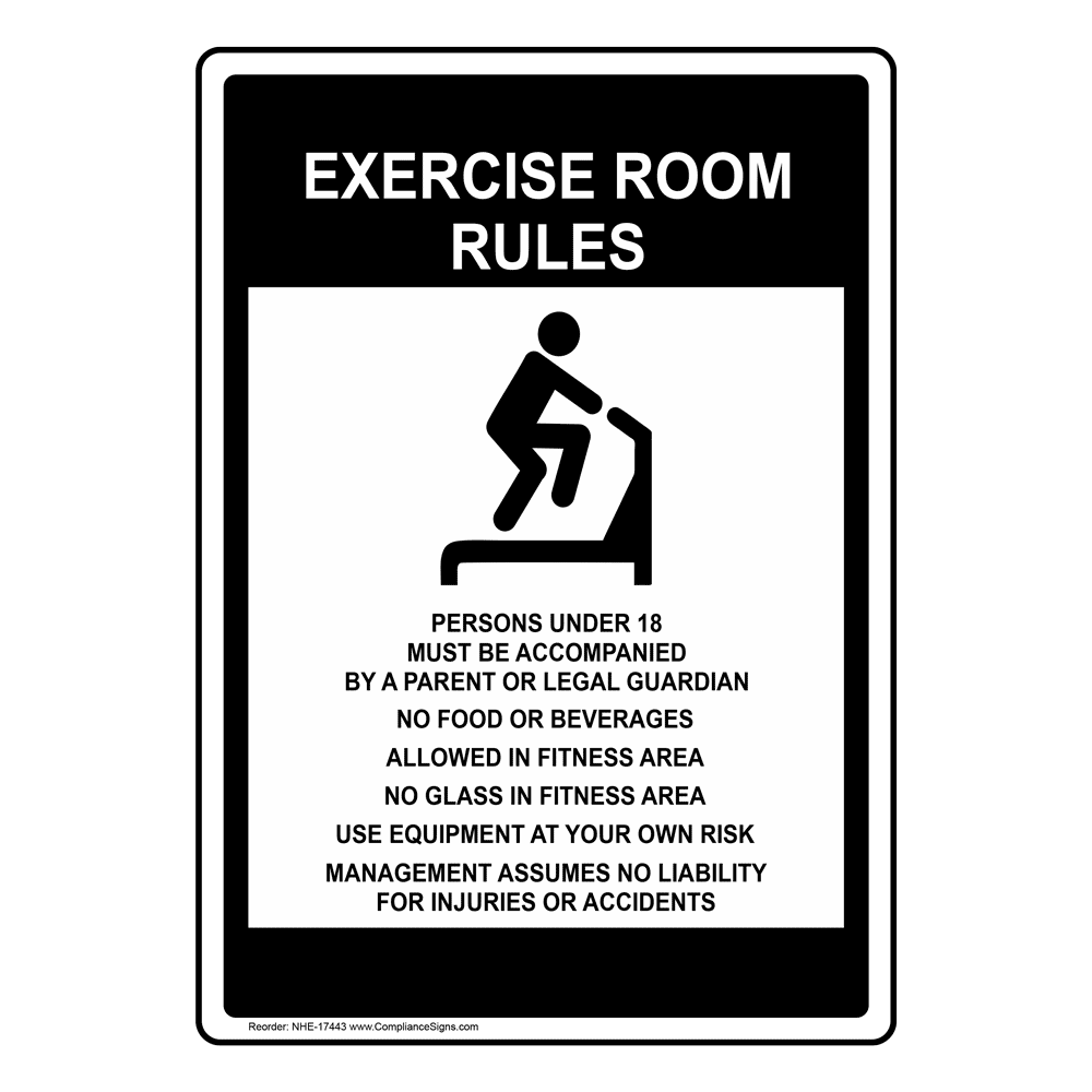 Exercise Room Rules Sign With Symbol NHE 17443 Sports Fitness exercise-room-rules-sign-with-symbol-nhe-17443-sports-fitness