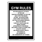 Parks/Recreation - Gym / Fitness Center Signs and Labels