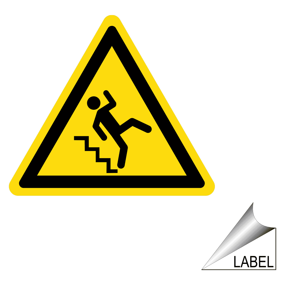 Stairs Fall Hazard Symbol Label LABEL-TRIANGLE-43-a-R Stairway Safety