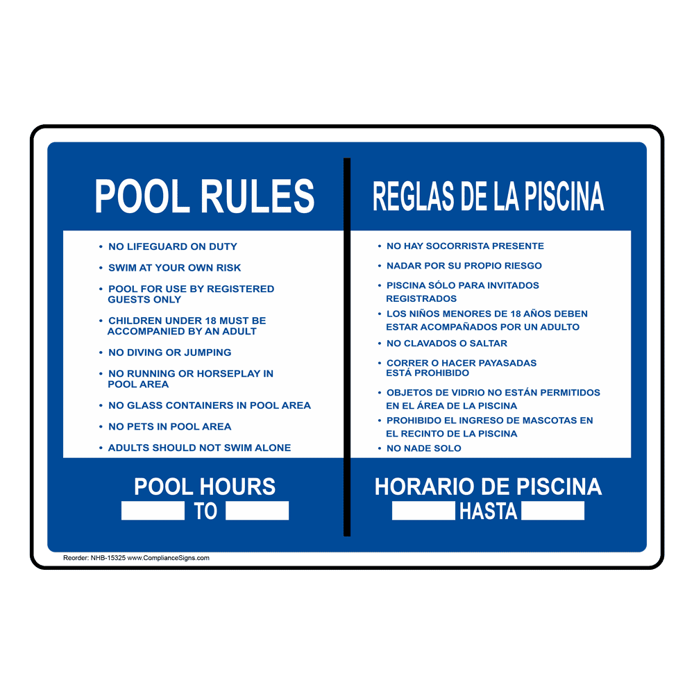 Pool Rules Sign NHB 15325 Swimming Pool Spa Pool Rules Sign NHB 15325 Swimming Pool Spa