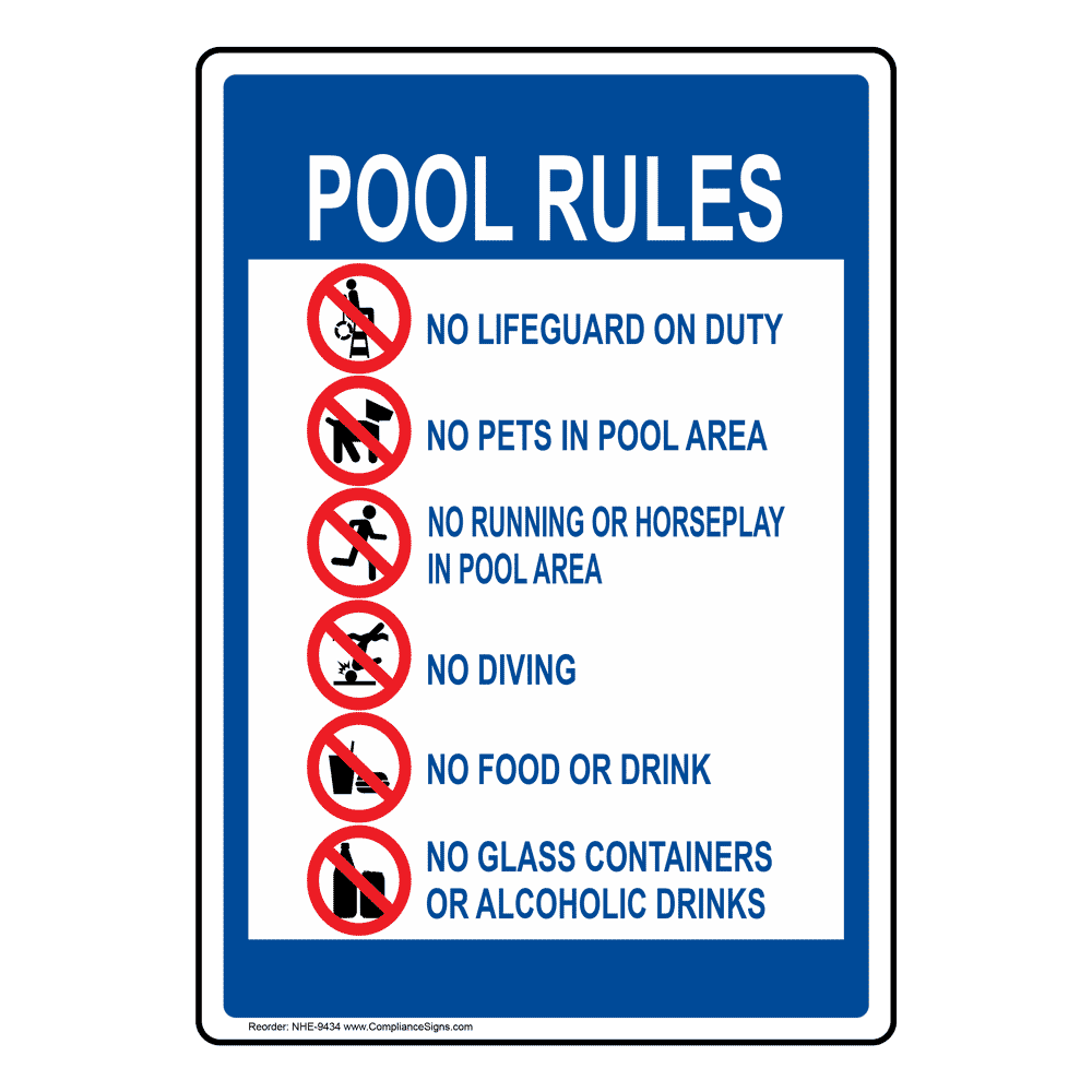 Pool Rules Sign NHE 9434 Swimming Pool Spa Pool Rules Sign NHE 9434 Swimming Pool Spa