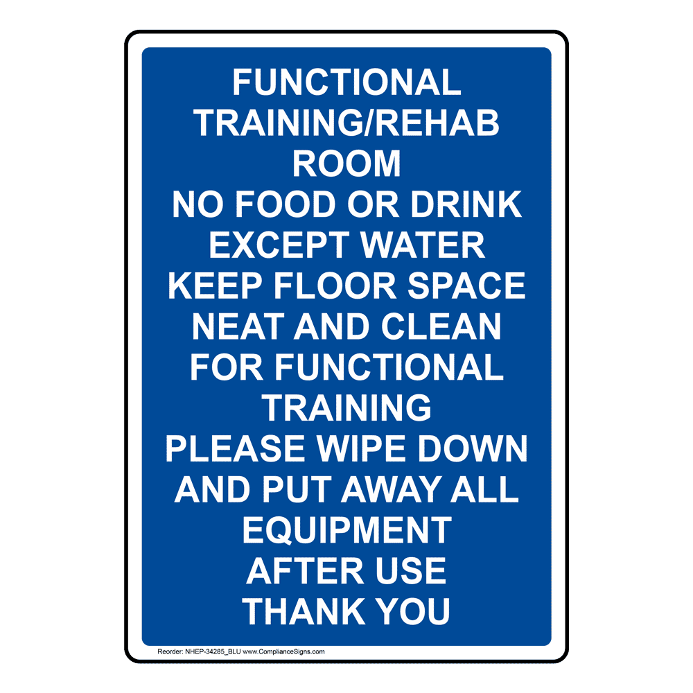 Portrait Functional Training/Rehab Room Sign NHEP-34285_BLU