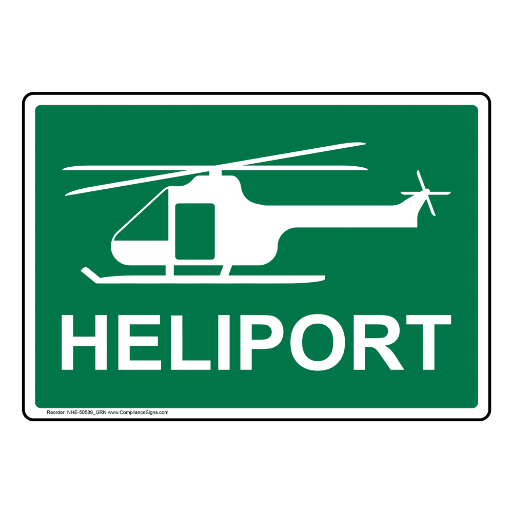 Portrait Heliport Sign With Symbol NHEP-50589_GRN
