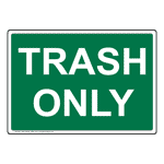 Environmental - Trash/Litter - Standard Trash Signs and Labels